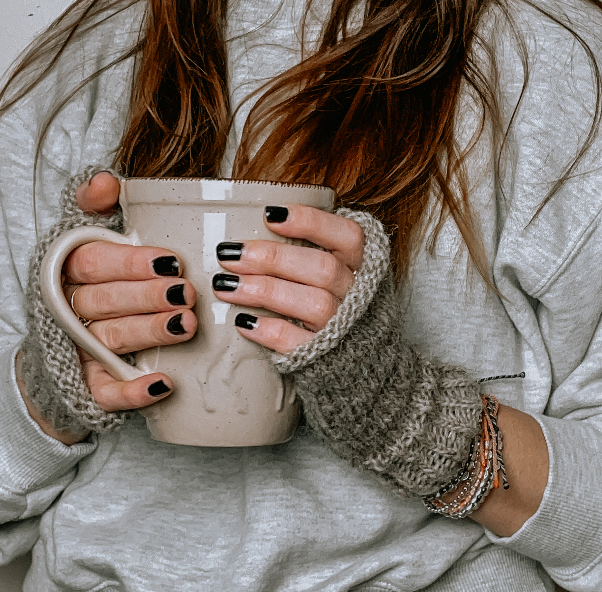 Rolled Top Fingerless Mittens - Northern Moose